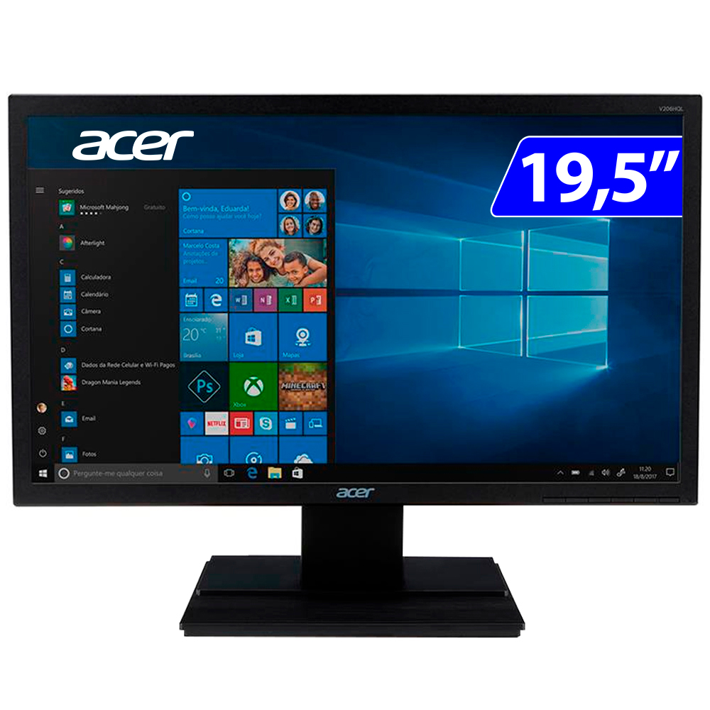 Monitor Acer LED 19.5" Widescreen Full HD HDMI VGA 60Hz V206HQL