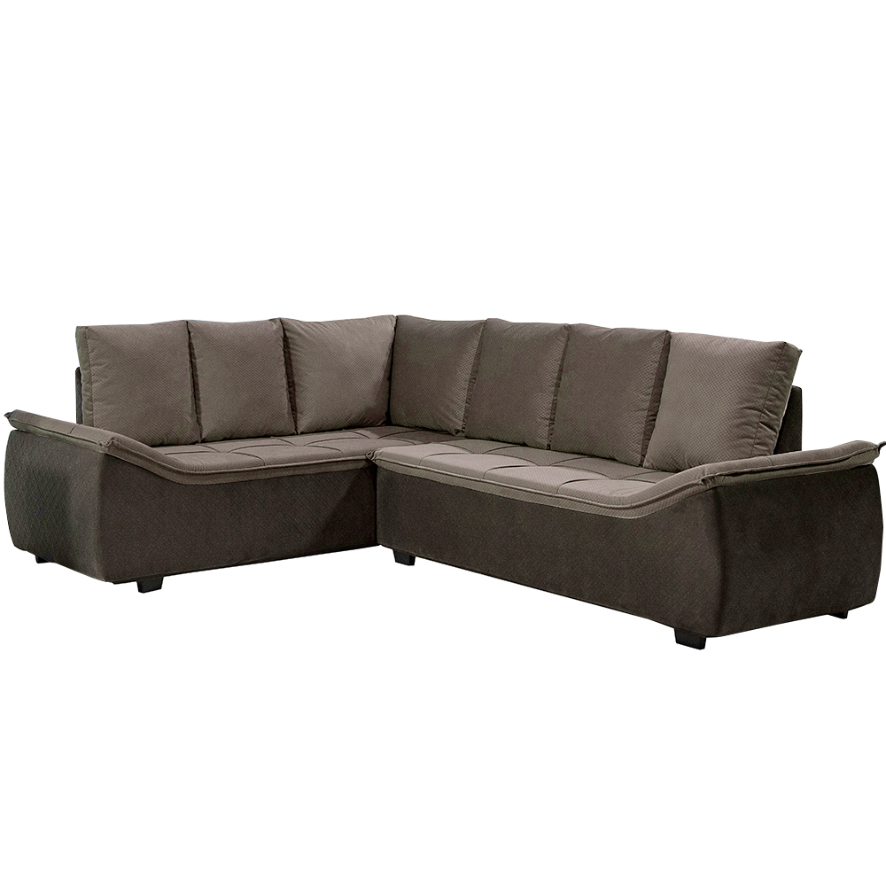 Sofá de Canto Gazin Urban 3x3 Lugares 182 e 215cm Revestimento em Suede