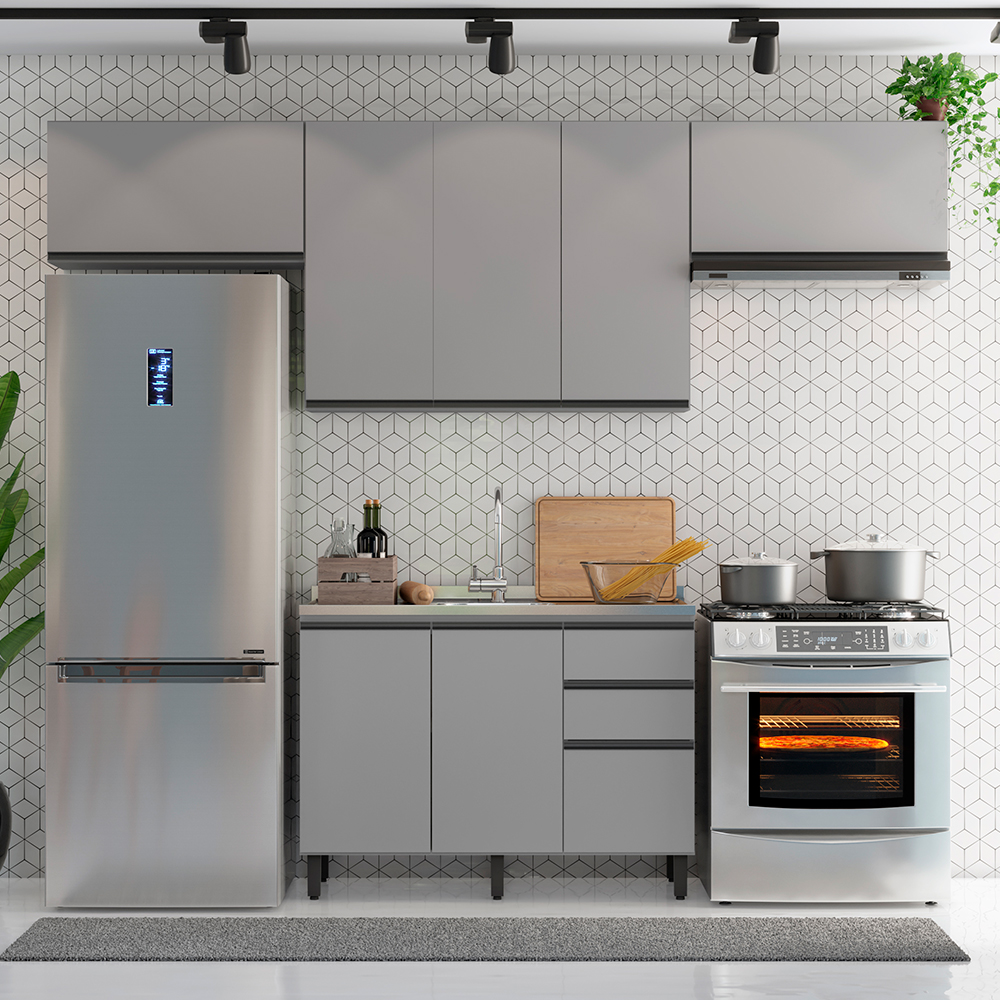 Cozinha Modulada 4 Peças 7 Portas 3 Gavetas Ketlin Henn
